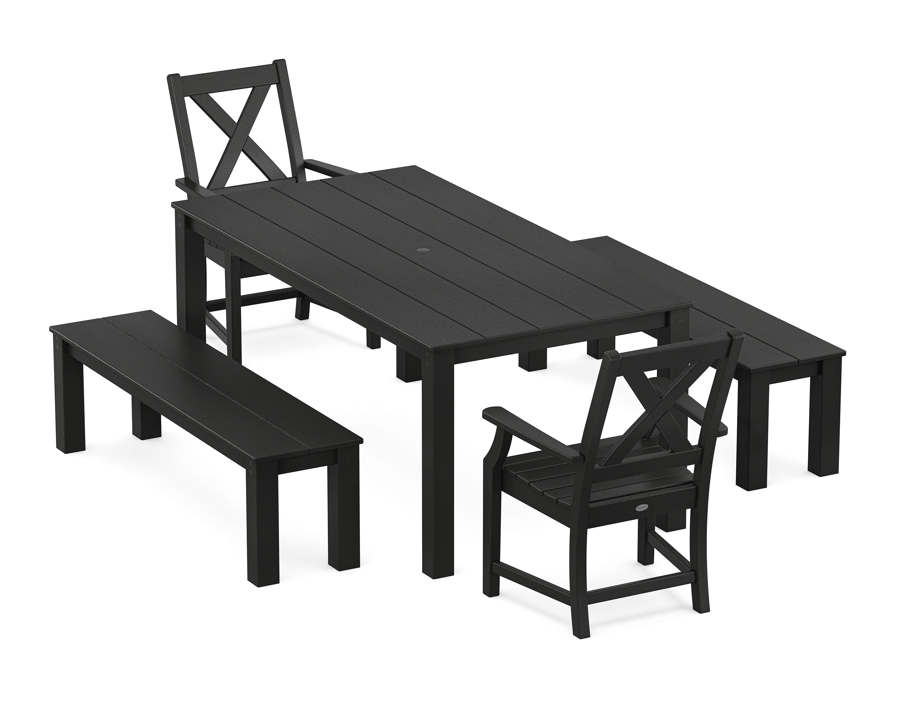 Polywood: Braxton 5-Piece Parsons Dining Set with Benches